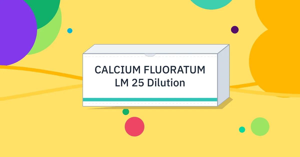 Symbolbild: Packung mit der Aufschrift CALCIUM FLUORATUM LM 25 Dilution (PZN 12804502) – Verfügbarkeit und Bezug in Apotheken in Frankfurt am Main