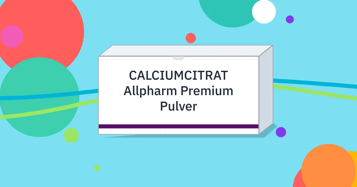 Symbolbild: Packung mit der Aufschrift CALCIUMCITRAT Allpharm Premium Pulver (PZN 19512760) – Verfügbarkeit und Bezug in Apotheken in Frankfurt am Main