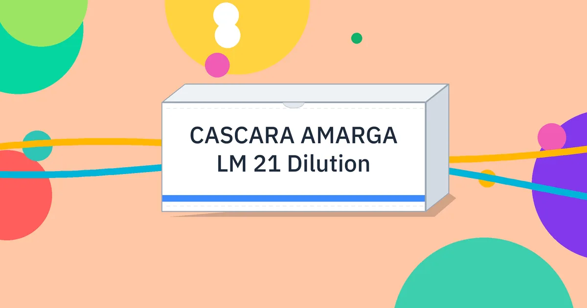 Symbolbild: Packung mit der Aufschrift CASCARA AMARGA LM 21 Dilution (PZN 13432534) – Verfügbarkeit und Bezug in Apotheken in Frankfurt am Main