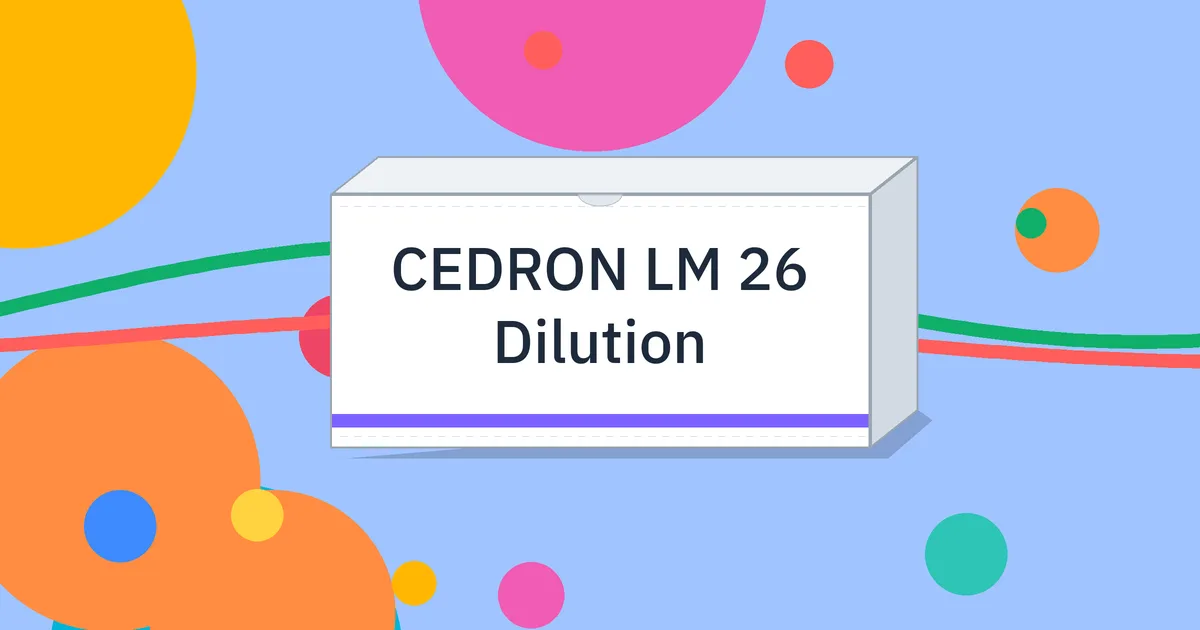 Symbolbild: Packung mit der Aufschrift CEDRON LM 26 Dilution (PZN 13435840) – Verfügbarkeit und Bezug in Apotheken in Frankfurt am Main