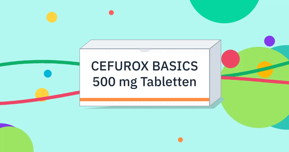 Symbolbild: Packung mit der Aufschrift CEFUROX BASICS 500 mg Tabletten (PZN 02242049) – Verfügbarkeit und Bezug in Apotheken in Frankfurt am Main