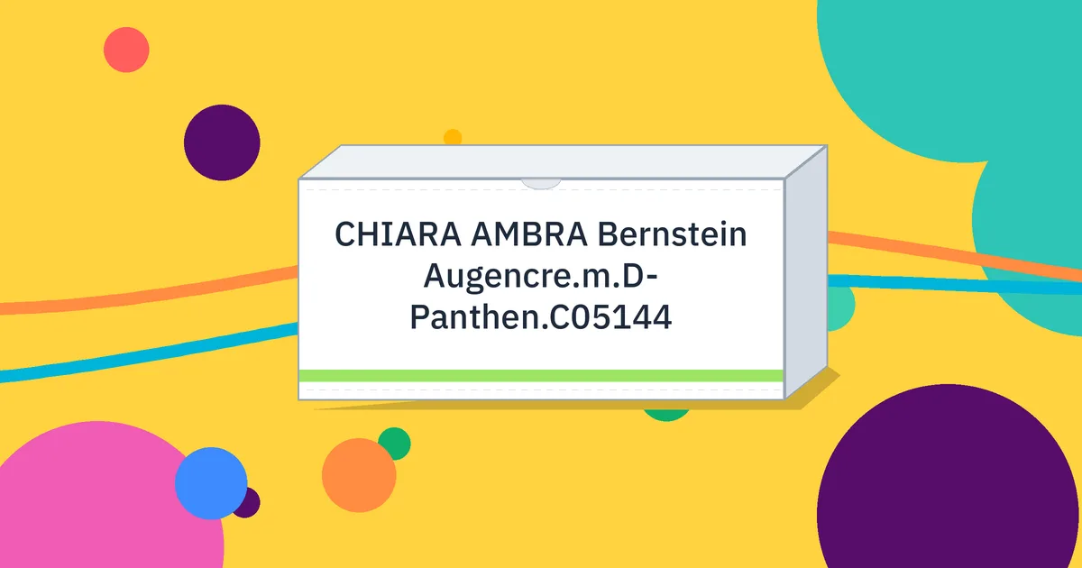 Symbolbild: Packung mit der Aufschrift CHIARA AMBRA Bernstein Augencre.m.D-Panthen.C05144 (PZN 03642957) – Verfügbarkeit und Bezug in Apotheken in Frankfurt am Main