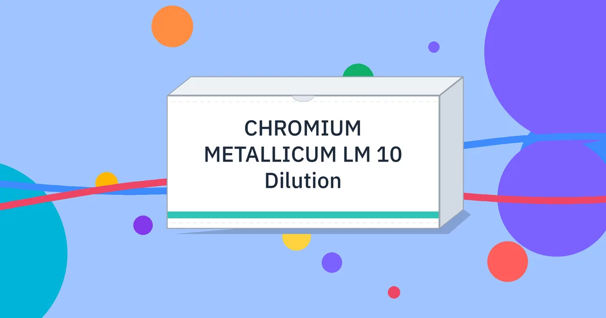 Symbolbild: Packung mit der Aufschrift CHROMIUM METALLICUM LM 10 Dilution (PZN 12817775) – Verfügbarkeit und Bezug in Apotheken in Frankfurt am Main