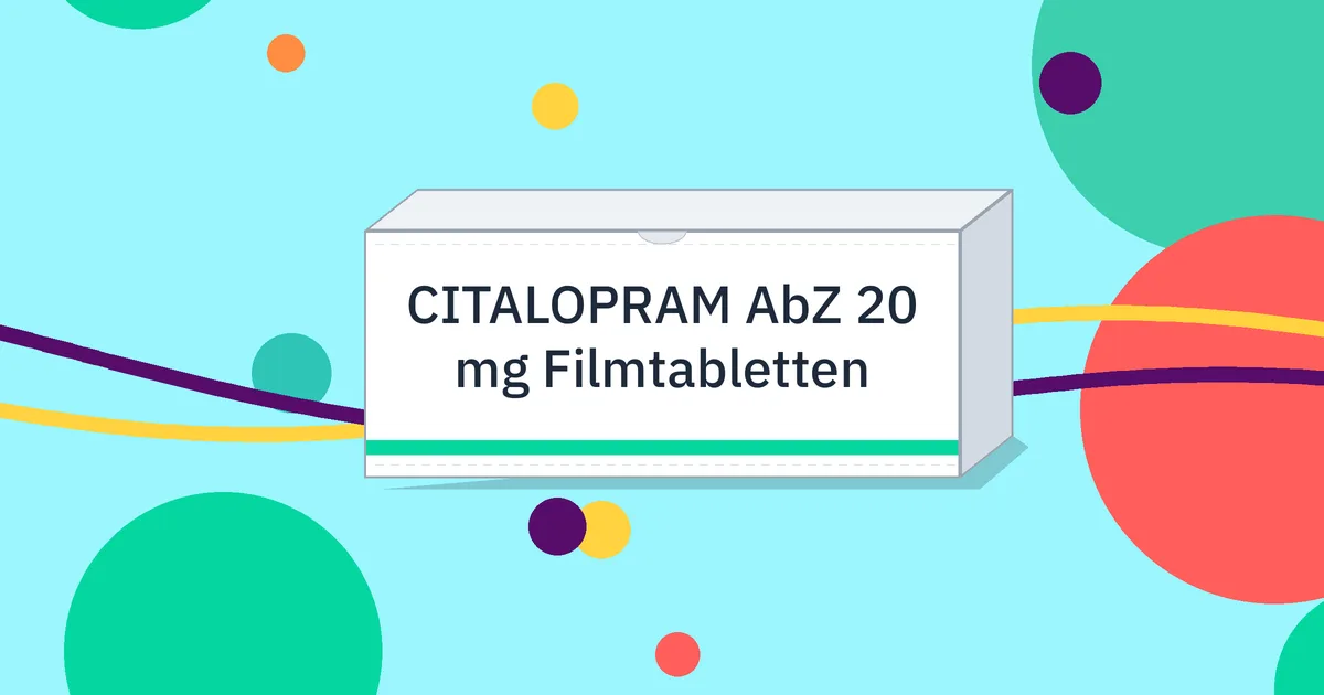 Symbolbild: Packung mit der Aufschrift CITALOPRAM AbZ 20 mg Filmtabletten (PZN 01419965) – Verfügbarkeit und Bezug in Apotheken in Frankfurt am Main
