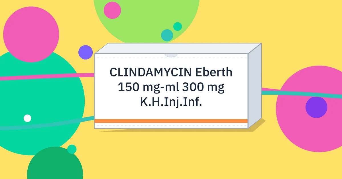 Symbolbild: Packung mit der Aufschrift CLINDAMYCIN Eberth 150 mg-ml 300 mg K.H.Inj.Inf. (PZN 11684148) – Verfügbarkeit und Bezug in Apotheken in Frankfurt am Main