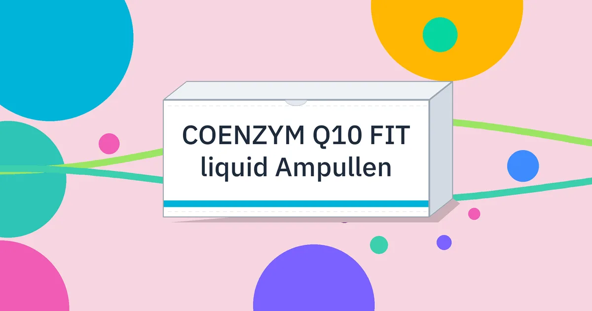 Symbolbild: Packung mit der Aufschrift COENZYM Q10 FIT liquid Ampullen (PZN 13751966) – Verfügbarkeit und Bezug in Apotheken in Frankfurt am Main