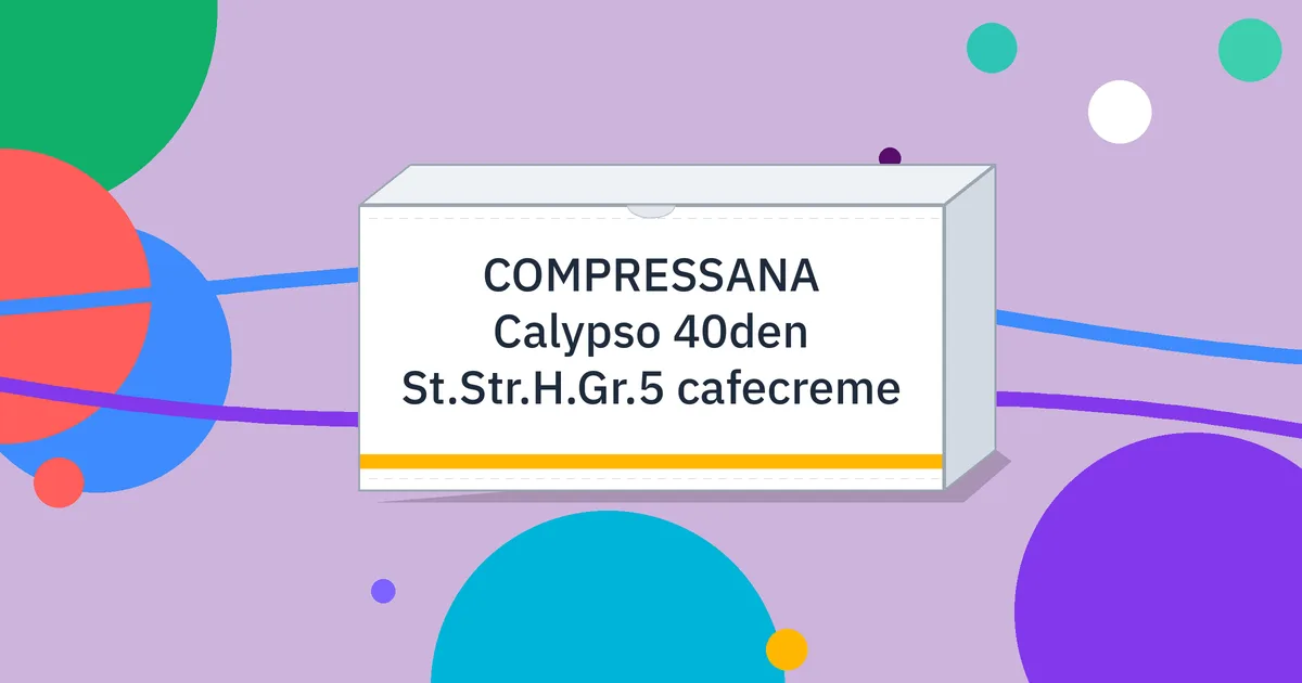 Symbolbild: Packung mit der Aufschrift COMPRESSANA Calypso 40den St.Str.H.Gr.5 cafecreme (PZN 07719800) – Verfügbarkeit und Bezug in Apotheken in Frankfurt am Main