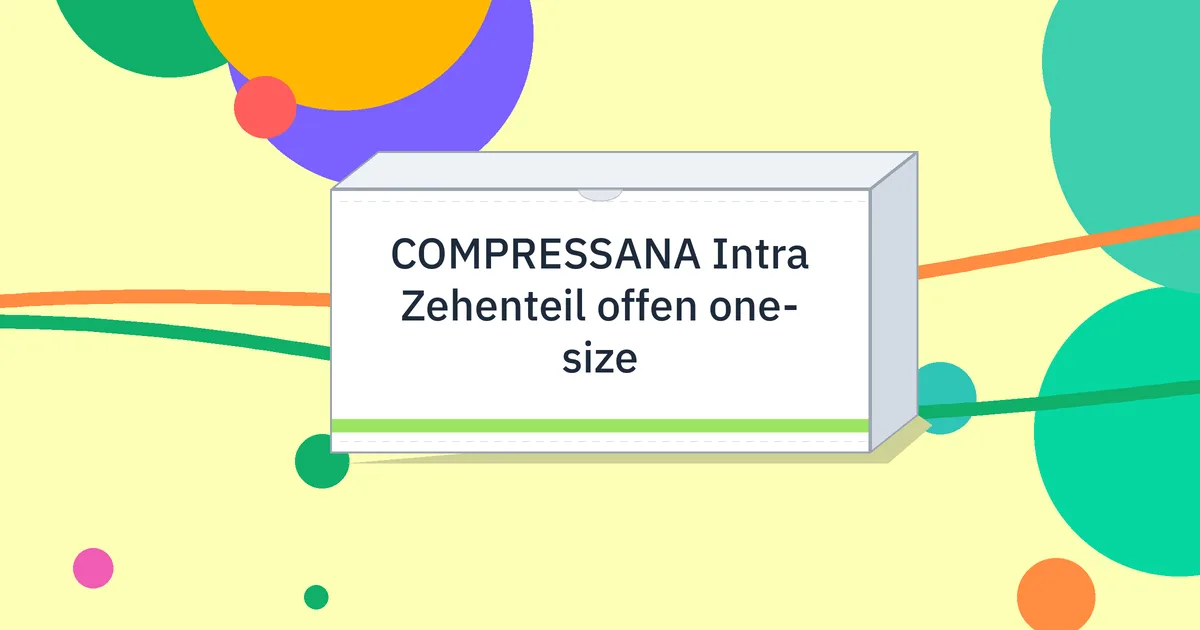 Symbolbild: Packung mit der Aufschrift COMPRESSANA Intra Zehenteil offen one-size (PZN 19480600) – Verfügbarkeit und Bezug in Apotheken in Frankfurt am Main