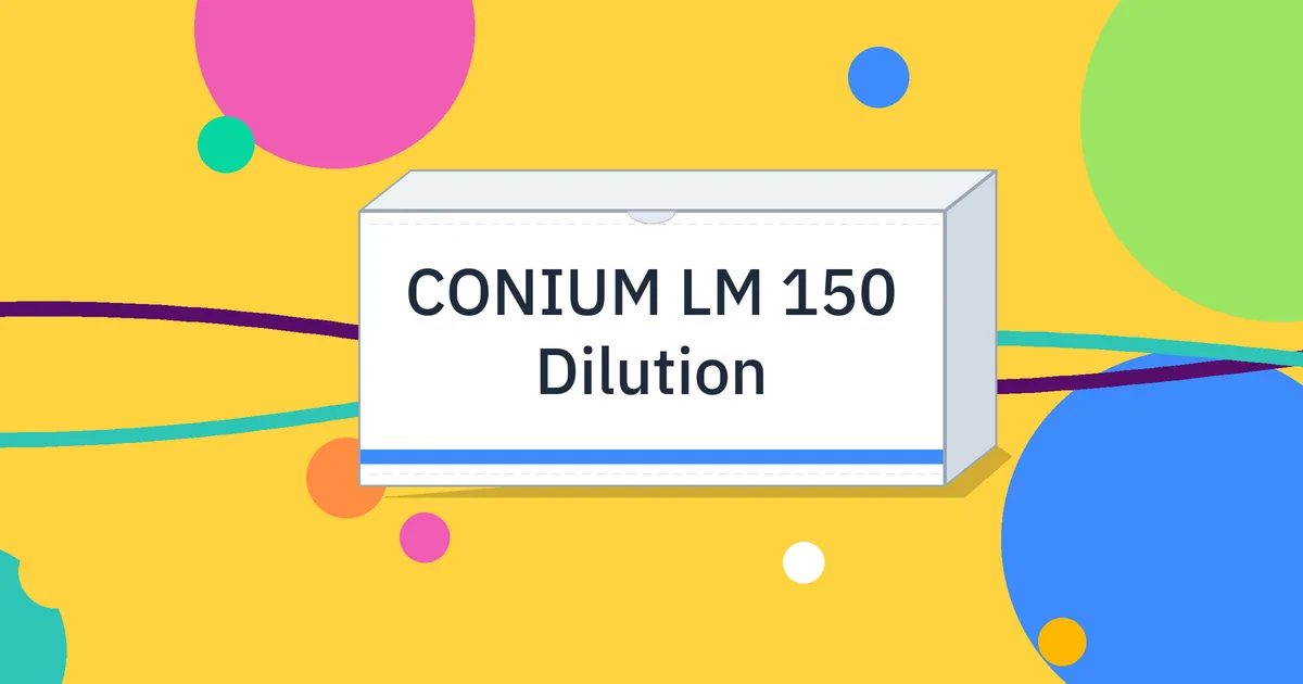 Symbolbild: Packung mit der Aufschrift CONIUM LM 150 Dilution (PZN 03504333) – Verfügbarkeit und Bezug in Apotheken in Frankfurt am Main