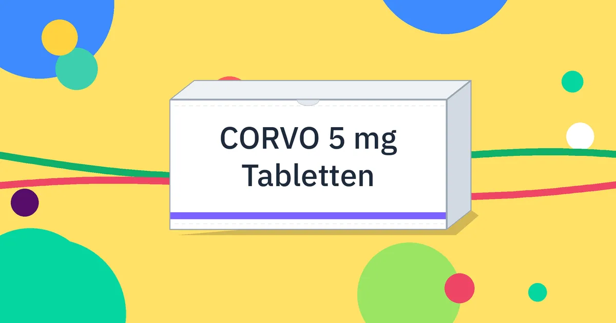 Symbolbild: Packung mit der Aufschrift CORVO 5 mg Tabletten (PZN 00737657) – Verfügbarkeit und Bezug in Apotheken in Frankfurt am Main