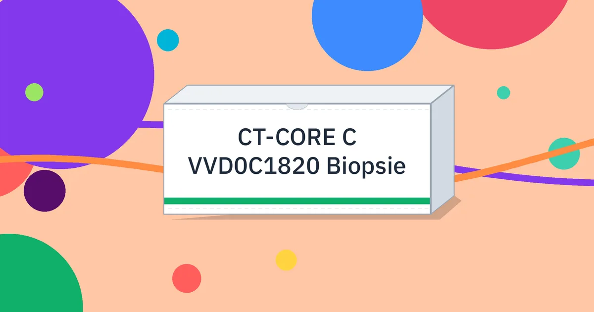 Symbolbild: Packung mit der Aufschrift CT-CORE C VVD0C1820 Biopsie (PZN 19250389) – Verfügbarkeit und Bezug in Apotheken in Frankfurt am Main