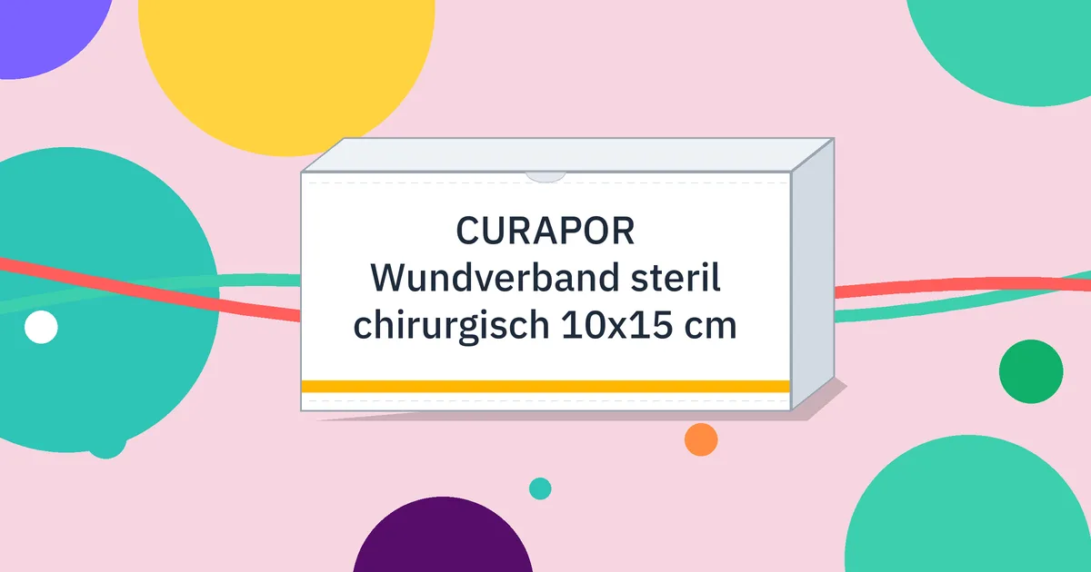 Symbolbild: Packung mit der Aufschrift CURAPOR Wundverband steril chirurgisch 10x15 cm (PZN 14039135) – Verfügbarkeit und Bezug in Apotheken in Frankfurt am Main