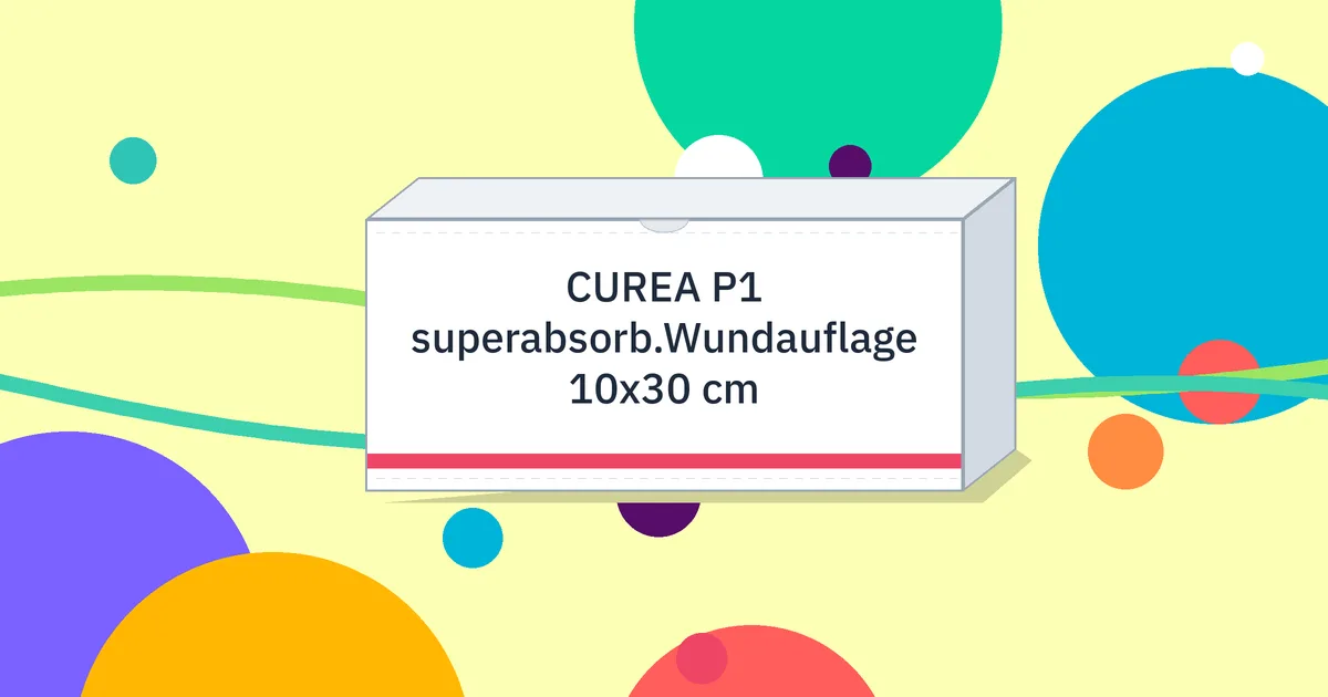 Symbolbild: Packung mit der Aufschrift CUREA P1 superabsorb.Wundauflage 10x30 cm (PZN 06563388) – Verfügbarkeit und Bezug in Apotheken in Frankfurt am Main
