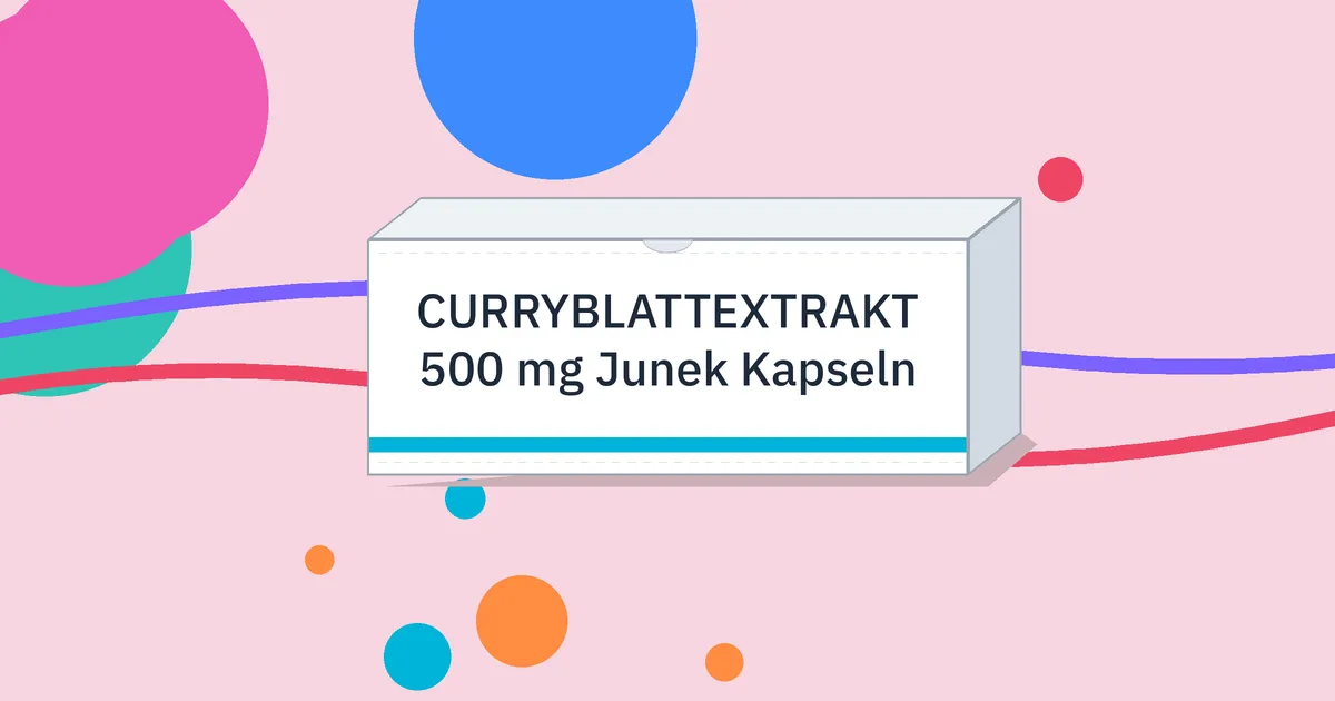 Symbolbild: Packung mit der Aufschrift CURRYBLATTEXTRAKT 500 mg Junek Kapseln (PZN 11146913) – Verfügbarkeit und Bezug in Apotheken in Frankfurt am Main
