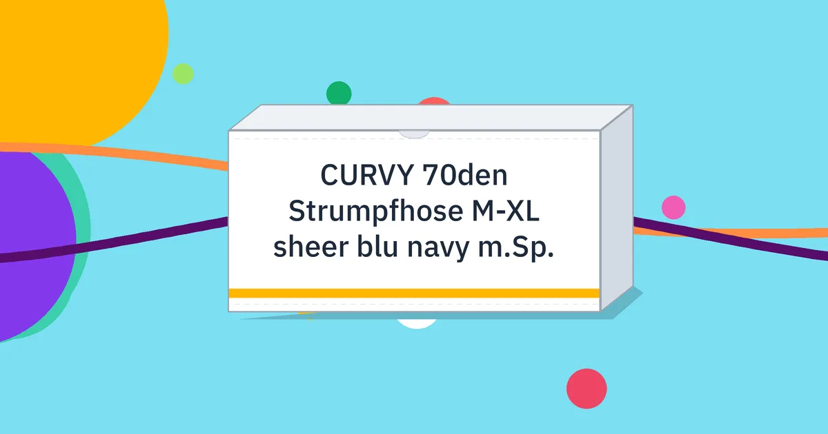 Symbolbild: Packung mit der Aufschrift CURVY 70den Strumpfhose M-XL sheer blu navy m.Sp. (PZN 16175799) – Verfügbarkeit und Bezug in Apotheken in Frankfurt am Main