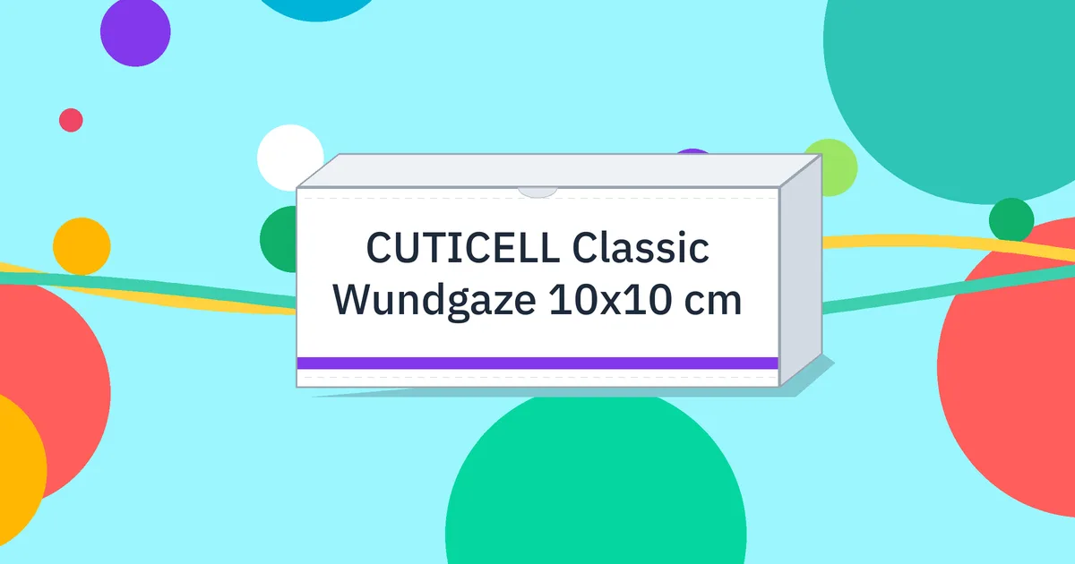 Symbolbild: Packung mit der Aufschrift CUTICELL Classic Wundgaze 10x10 cm (PZN 19921889) – Verfügbarkeit und Bezug in Apotheken in Frankfurt am Main