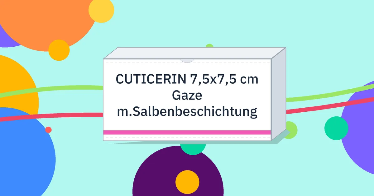 Symbolbild: Packung mit der Aufschrift CUTICERIN 7,5x7,5 cm Gaze m.Salbenbeschichtung (PZN 15302221) – Verfügbarkeit und Bezug in Apotheken in Frankfurt am Main