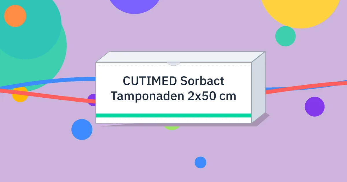 Symbolbild: Packung mit der Aufschrift CUTIMED Sorbact Tamponaden 2x50 cm (PZN 13881002) – Verfügbarkeit und Bezug in Apotheken in Frankfurt am Main