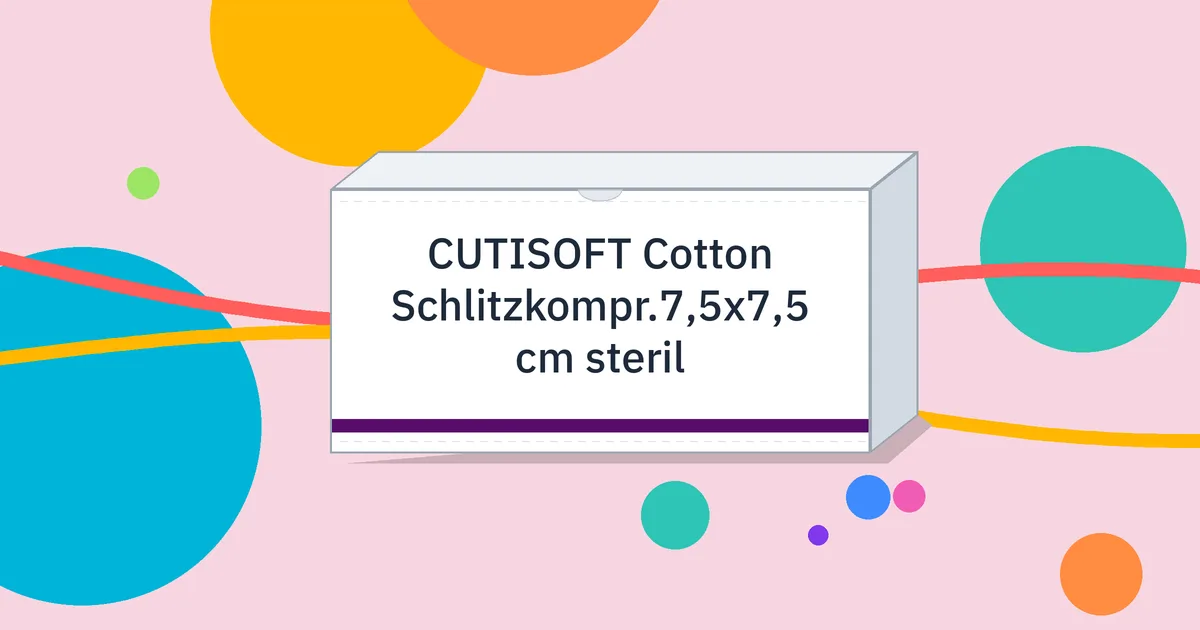 Symbolbild: Packung mit der Aufschrift CUTISOFT Cotton Schlitzkompr.7,5x7,5 cm steril (PZN 12656303) – Verfügbarkeit und Bezug in Apotheken in Frankfurt am Main
