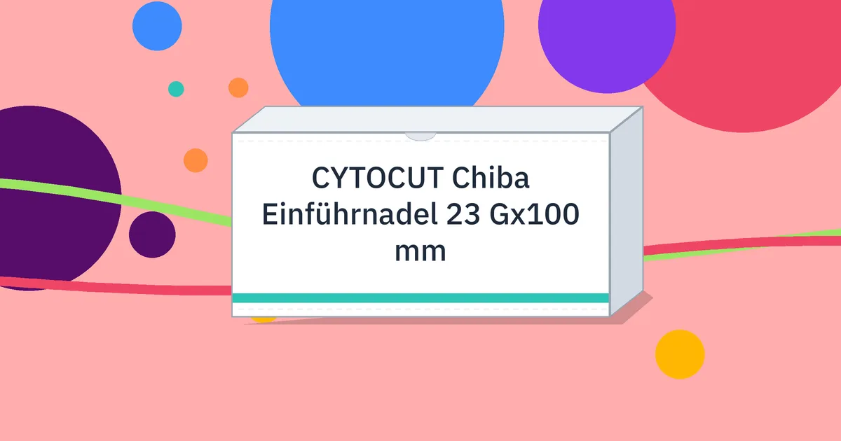 Symbolbild: Packung mit der Aufschrift CYTOCUT Chiba Einführnadel 23 Gx100 mm (PZN 16919627) – Verfügbarkeit und Bezug in Apotheken in Frankfurt am Main