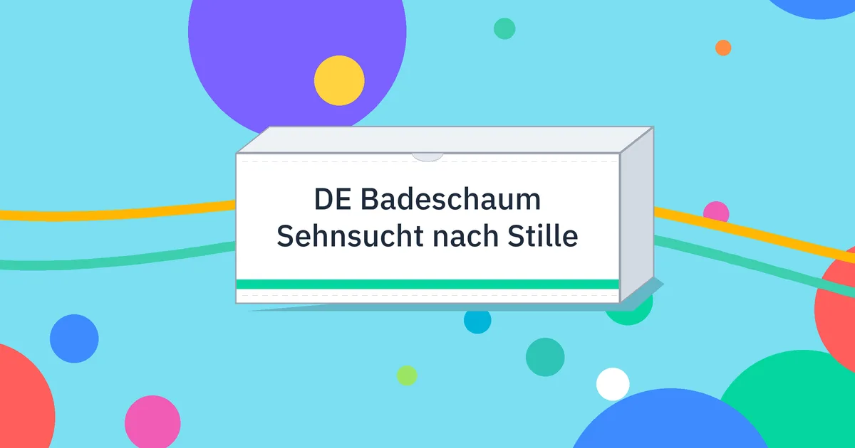 Symbolbild: Packung mit der Aufschrift DE Badeschaum Sehnsucht nach Stille (PZN 20210716) – Verfügbarkeit und Bezug in Apotheken in Frankfurt am Main