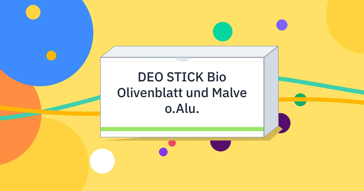 Symbolbild: Packung mit der Aufschrift DEO STICK Bio Olivenblatt und Malve o.Alu. (PZN 10994510) – Verfügbarkeit und Bezug in Apotheken in Frankfurt am Main