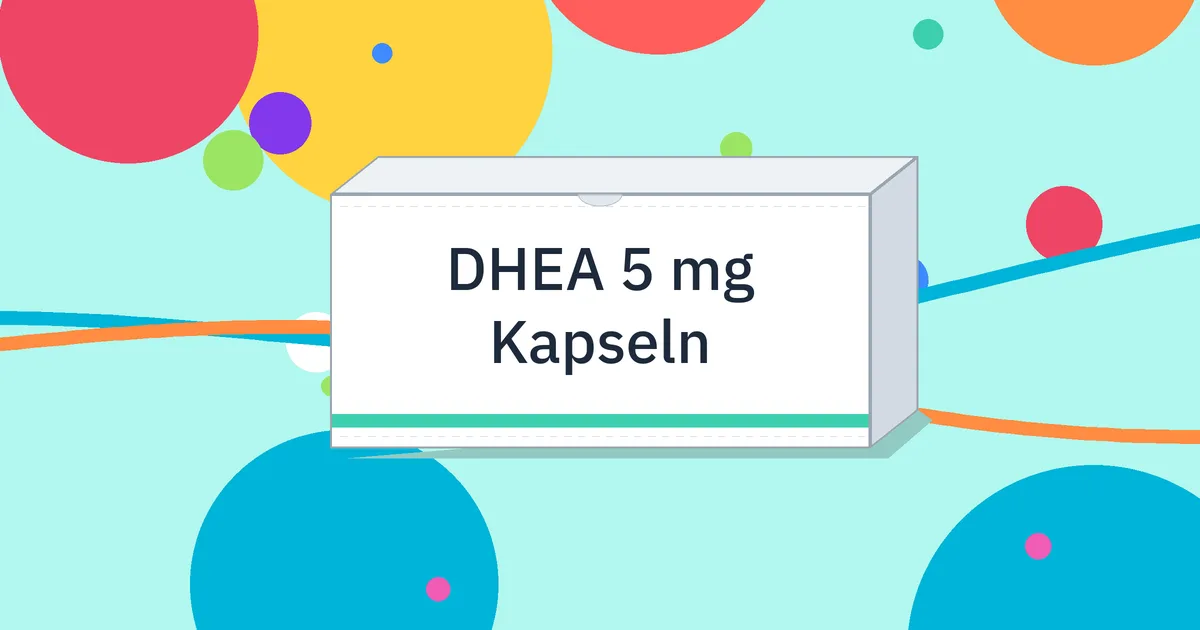 Symbolbild: Packung mit der Aufschrift DHEA 5 mg Kapseln (PZN 18471651) – Verfügbarkeit und Bezug in Apotheken in Frankfurt am Main