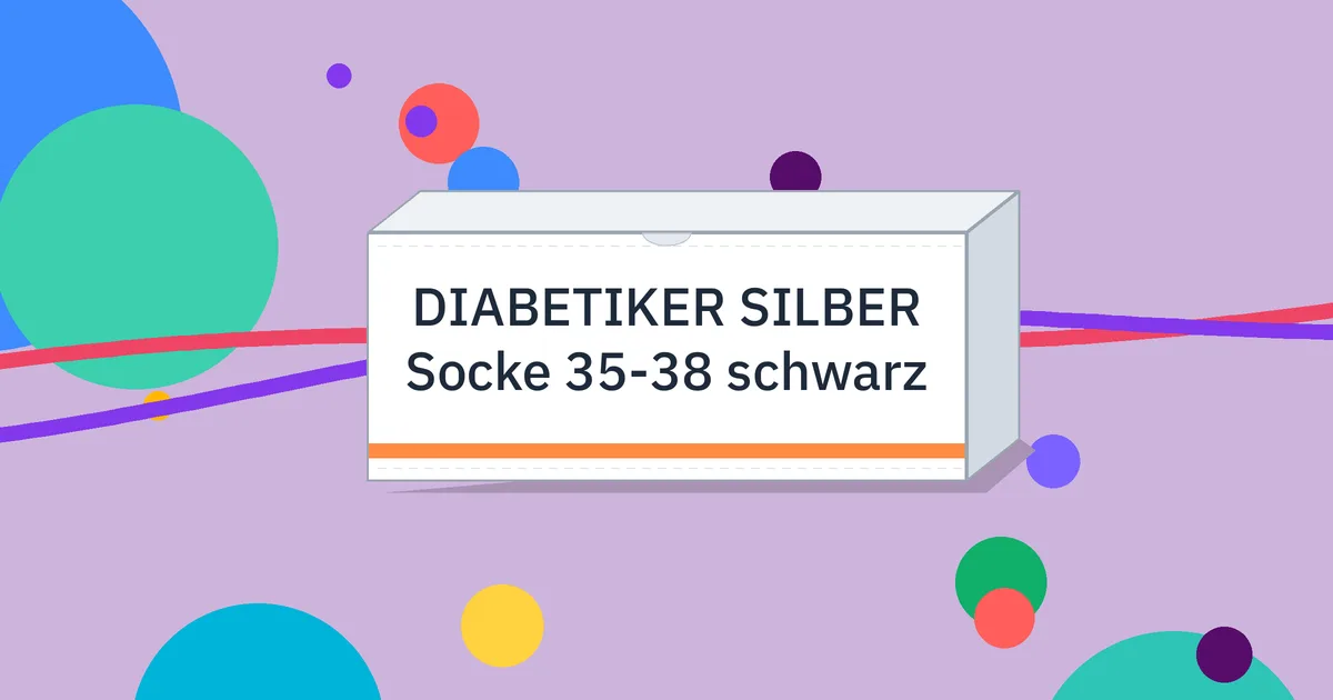 Symbolbild: Packung mit der Aufschrift DIABETIKER SILBER Socke 35-38 schwarz (PZN 04214614) – Verfügbarkeit und Bezug in Apotheken in Frankfurt am Main