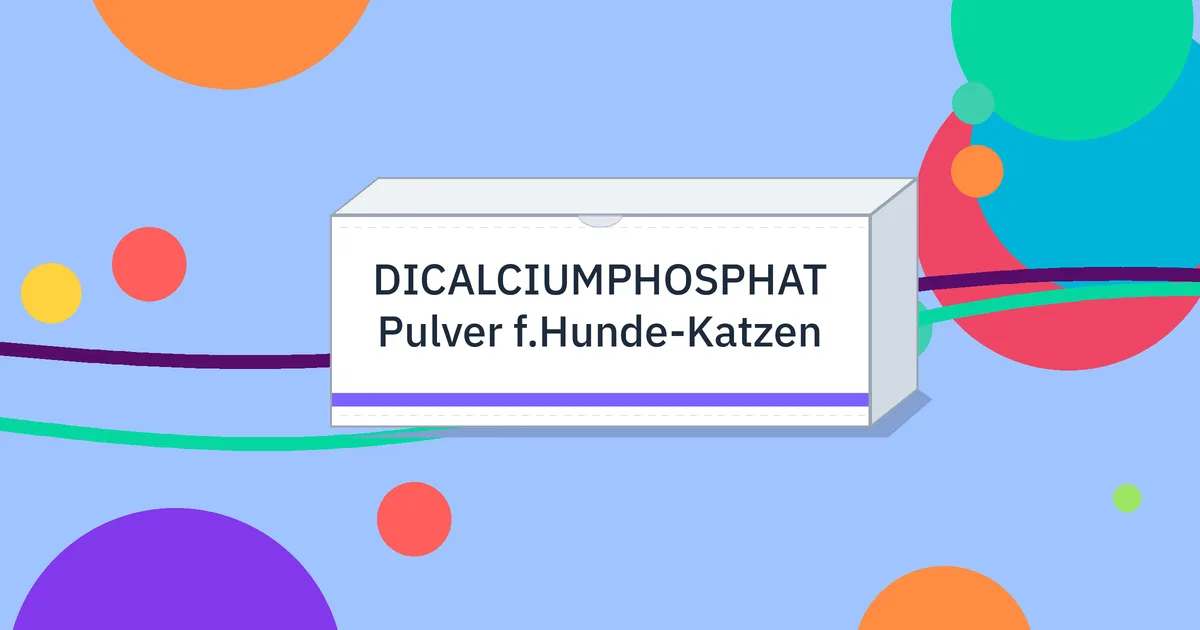 Symbolbild: Packung mit der Aufschrift DICALCIUMPHOSPHAT Pulver f.Hunde-Katzen (PZN 16839615) – Verfügbarkeit und Bezug in Apotheken in Frankfurt am Main