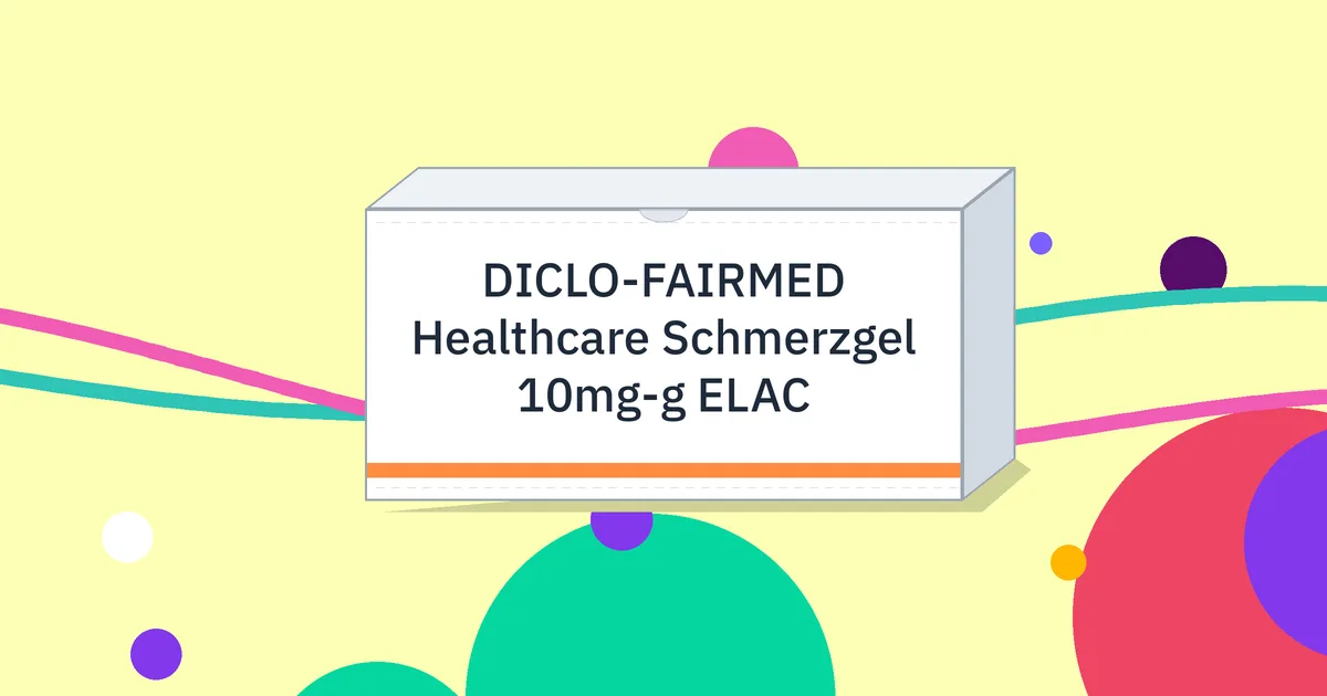 Symbolbild: Packung mit der Aufschrift DICLO-FAIRMED Healthcare Schmerzgel 10mg-g ELAC (PZN 16762611) – Verfügbarkeit und Bezug in Apotheken in Frankfurt am Main