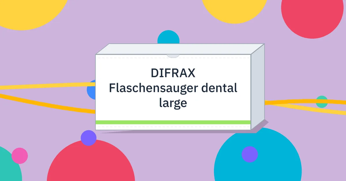 Symbolbild: Packung mit der Aufschrift DIFRAX Flaschensauger dental large (PZN 12518386) – Verfügbarkeit und Bezug in Apotheken in Frankfurt am Main