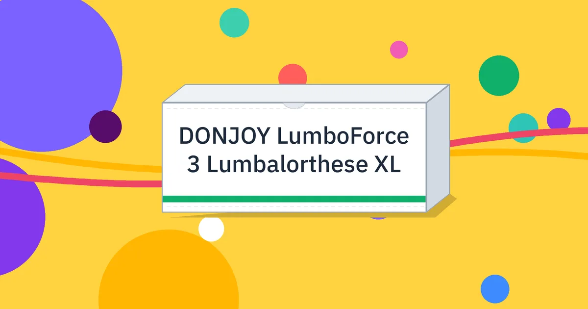 Symbolbild: Packung mit der Aufschrift DONJOY LumboForce 3 Lumbalorthese XL (PZN 19377954) – Verfügbarkeit und Bezug in Apotheken in Frankfurt am Main
