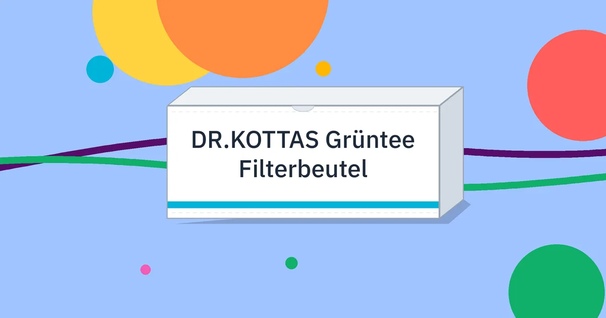 Symbolbild: Packung mit der Aufschrift DR.KOTTAS Grüntee Filterbeutel (PZN 12608764) – Verfügbarkeit und Bezug in Apotheken in Frankfurt am Main