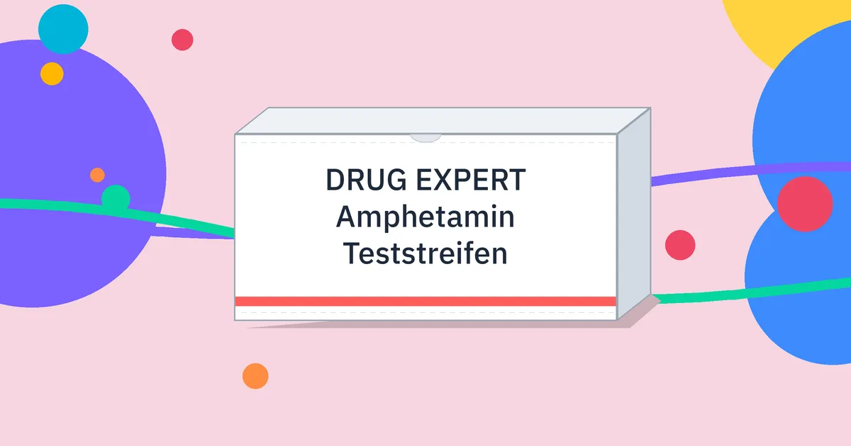 Symbolbild: Packung mit der Aufschrift DRUG EXPERT Amphetamin Teststreifen (PZN 15426609) – Verfügbarkeit und Bezug in Apotheken in Frankfurt am Main