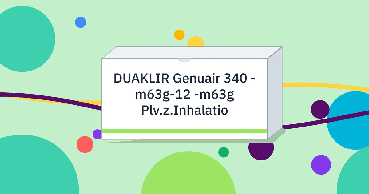 Symbolbild: Packung mit der Aufschrift DUAKLIR Genuair 340 -m63g-12 -m63g Plv.z.Inhalatio (PZN 12456165) – Verfügbarkeit und Bezug in Apotheken in Frankfurt am Main