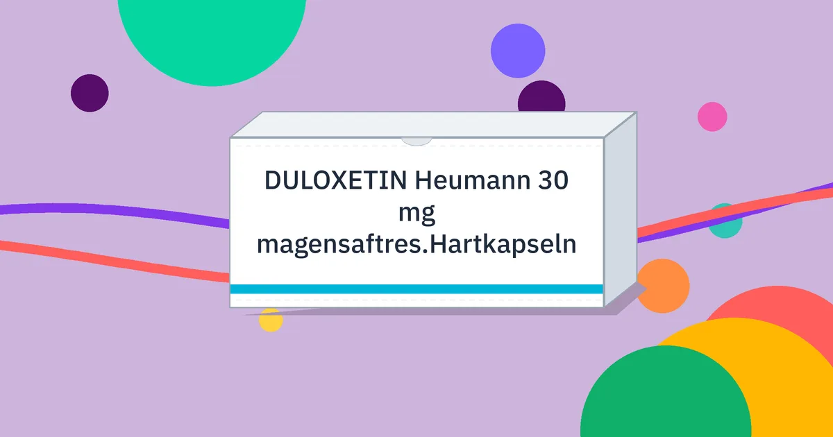 Symbolbild: Packung mit der Aufschrift DULOXETIN Heumann 30 mg magensaftres.Hartkapseln (PZN 10785634) – Verfügbarkeit und Bezug in Apotheken in Frankfurt am Main