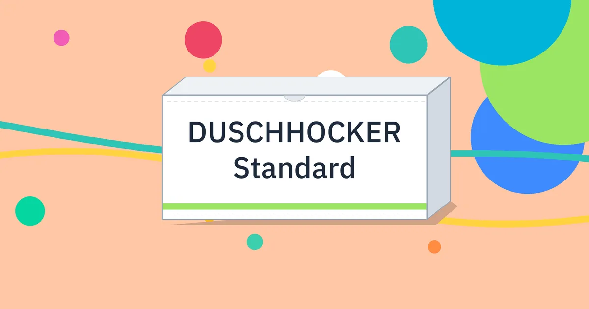 Symbolbild: Packung mit der Aufschrift DUSCHHOCKER Standard (PZN 09338485) – Verfügbarkeit und Bezug in Apotheken in Frankfurt am Main