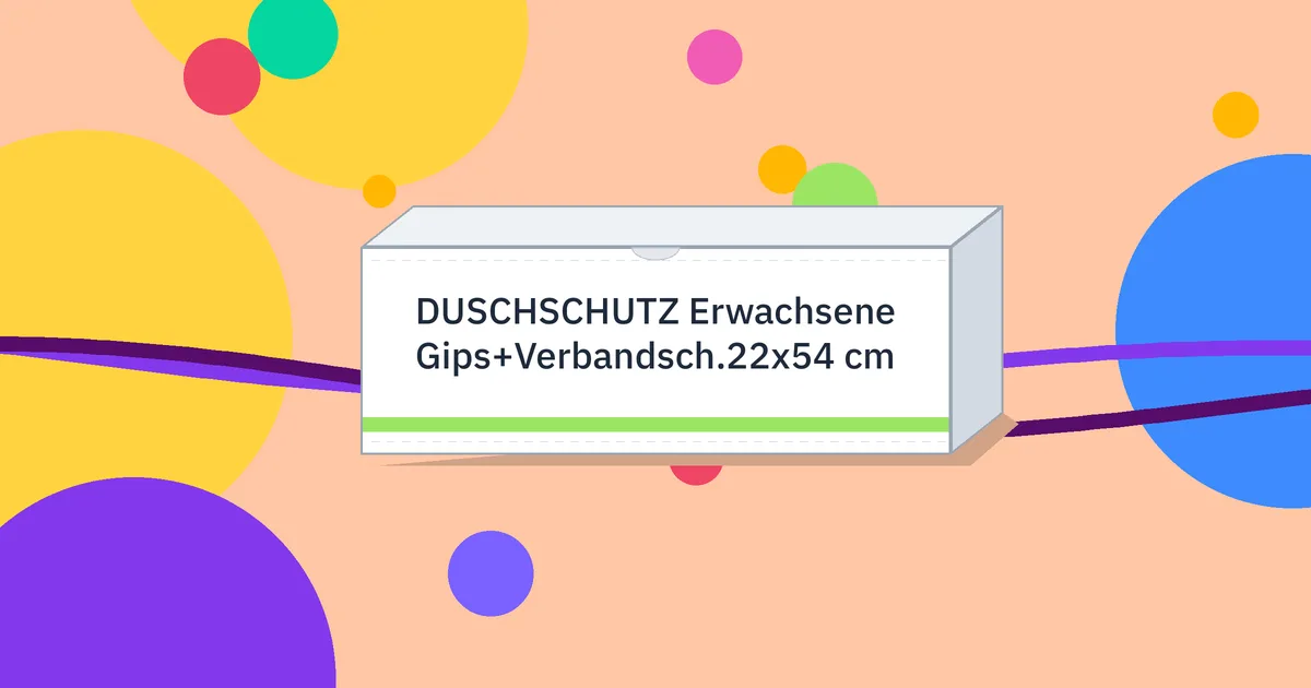 Symbolbild: Packung mit der Aufschrift DUSCHSCHUTZ Erwachsene Gips+Verbandsch.22x54 cm (PZN 11147580) – Verfügbarkeit und Bezug in Apotheken in Frankfurt am Main