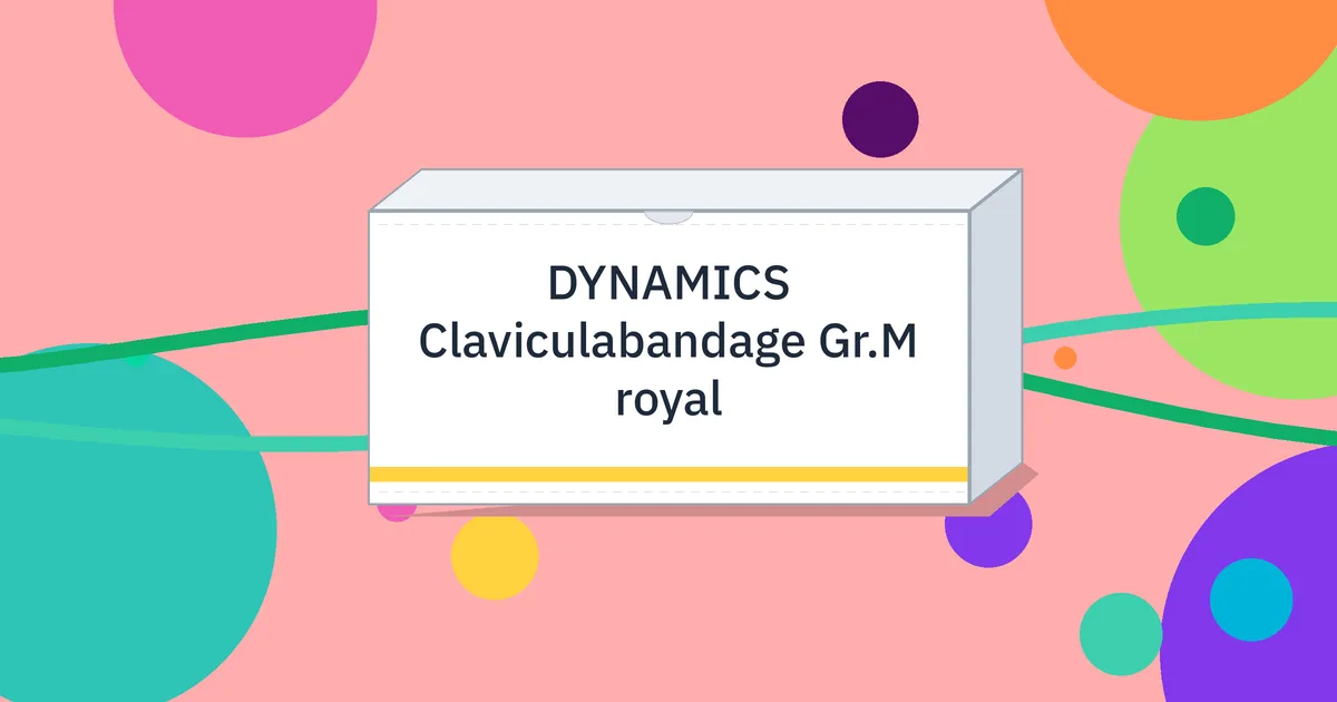 Symbolbild: Packung mit der Aufschrift DYNAMICS Claviculabandage Gr.M royal (PZN 10631871) – Verfügbarkeit und Bezug in Apotheken in Frankfurt am Main