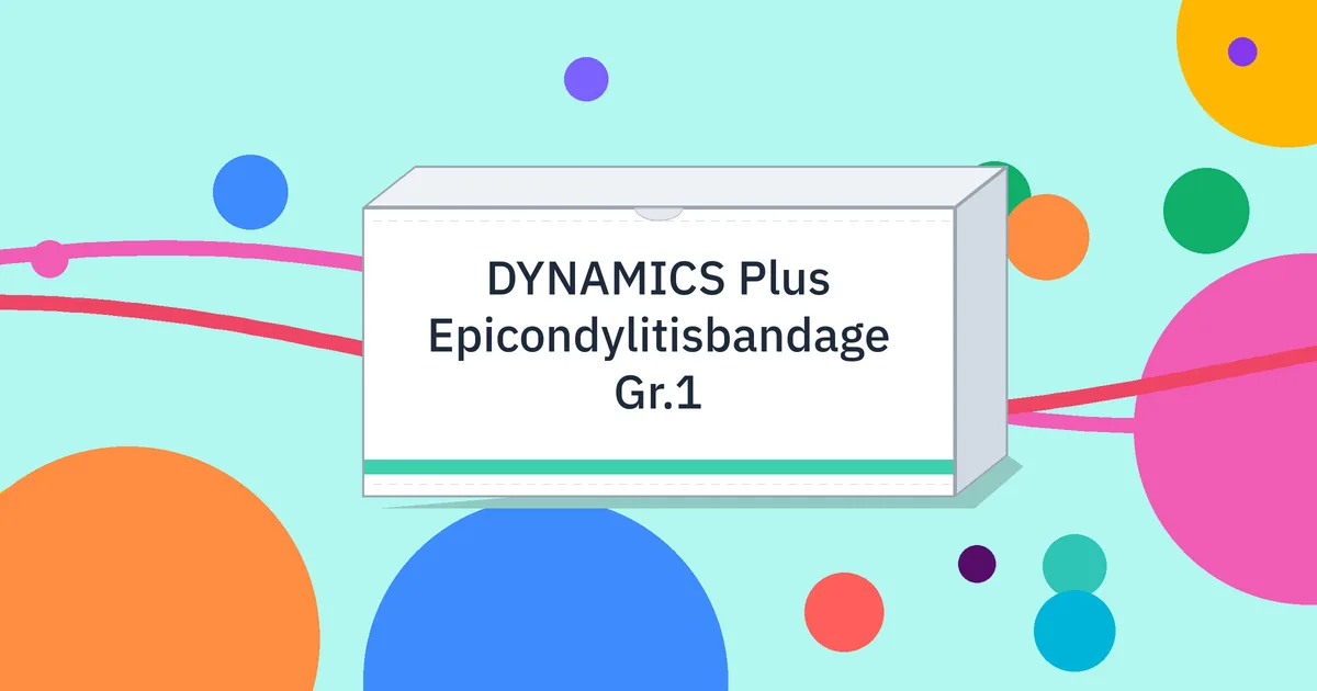 Symbolbild: Packung mit der Aufschrift DYNAMICS Plus Epicondylitisbandage Gr.1 (PZN 12475671) – Verfügbarkeit und Bezug in Apotheken in Frankfurt am Main