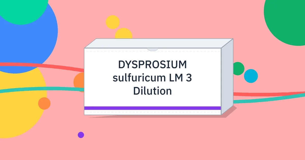 Symbolbild: Packung mit der Aufschrift DYSPROSIUM sulfuricum LM 3 Dilution (PZN 13467834) – Verfügbarkeit und Bezug in Apotheken in Frankfurt am Main