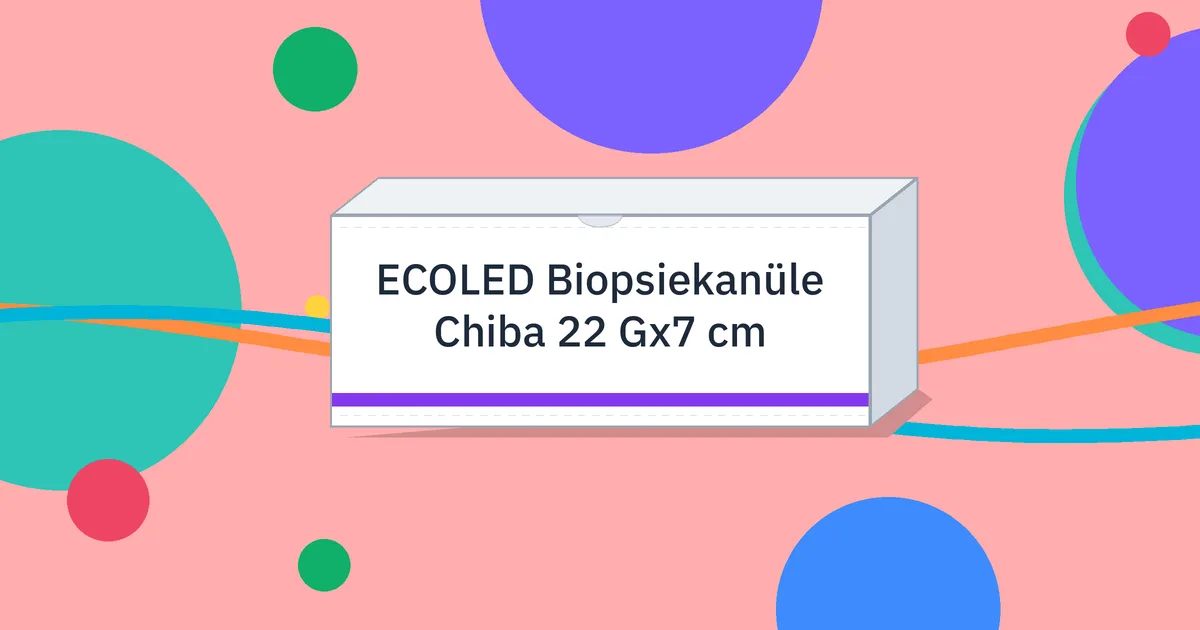 Symbolbild: Packung mit der Aufschrift ECOLED Biopsiekanüle Chiba 22 Gx7 cm (PZN 06125808) – Verfügbarkeit und Bezug in Apotheken in Frankfurt am Main