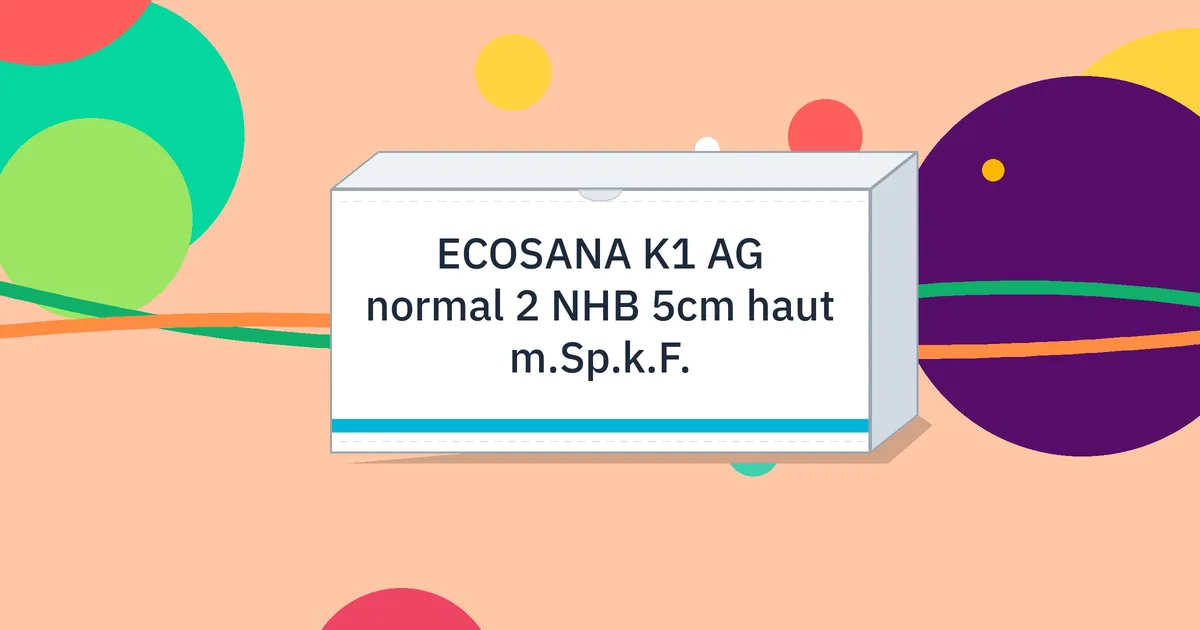 Symbolbild: Packung mit der Aufschrift ECOSANA K1 AG normal 2 NHB 5cm haut m.Sp.k.F. (PZN 04726917) – Verfügbarkeit und Bezug in Apotheken in Frankfurt am Main