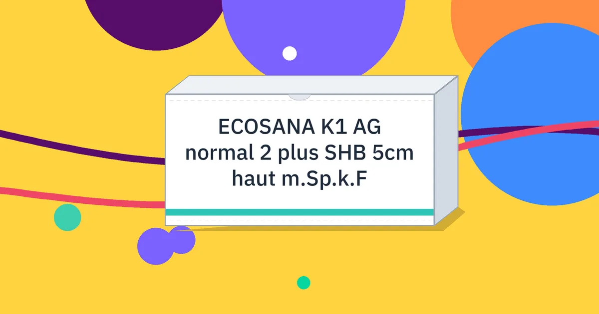 Symbolbild: Packung mit der Aufschrift ECOSANA K1 AG normal 2 plus SHB 5cm haut m.Sp.k.F (PZN 04727058) – Verfügbarkeit und Bezug in Apotheken in Frankfurt am Main