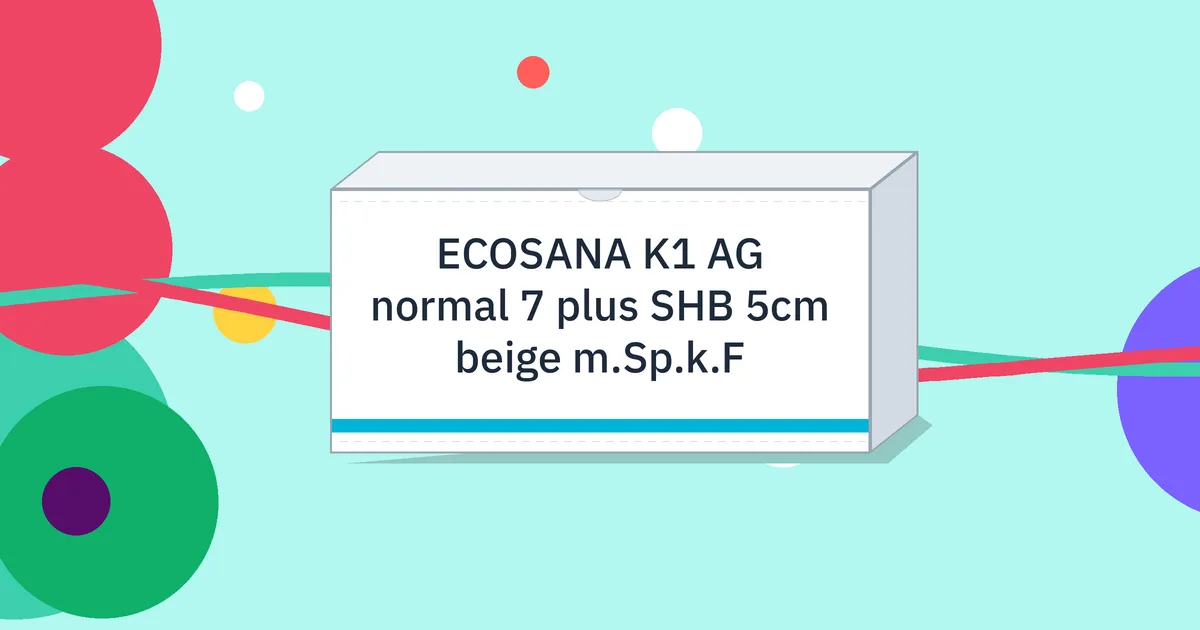 Symbolbild: Packung mit der Aufschrift ECOSANA K1 AG normal 7 plus SHB 5cm beige m.Sp.k.F (PZN 04730758) – Verfügbarkeit und Bezug in Apotheken in Frankfurt am Main