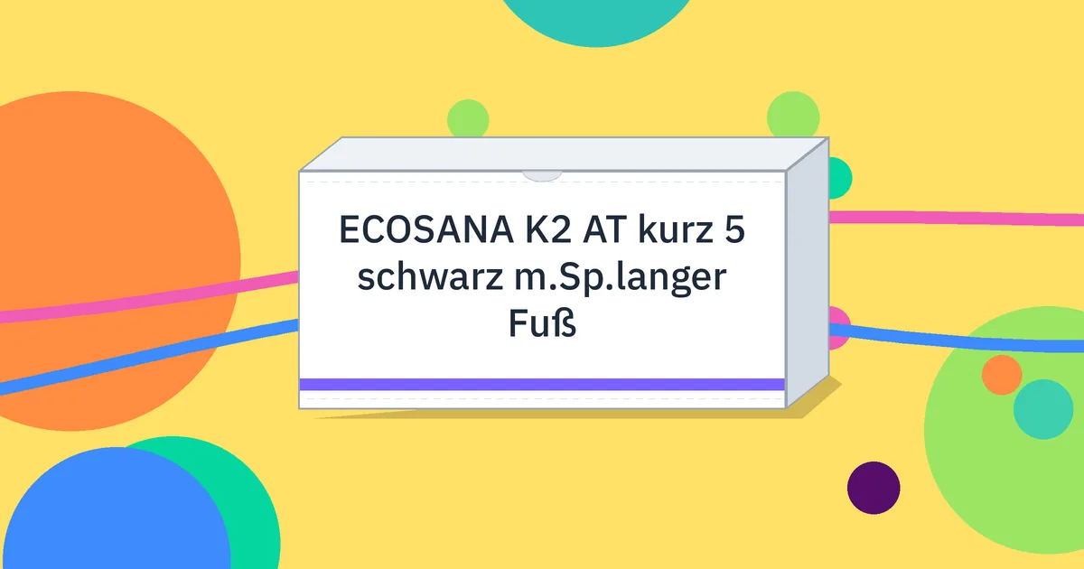Symbolbild: Packung mit der Aufschrift ECOSANA K2 AT kurz 5 schwarz m.Sp.langer Fuß (PZN 10954427) – Verfügbarkeit und Bezug in Apotheken in Frankfurt am Main
