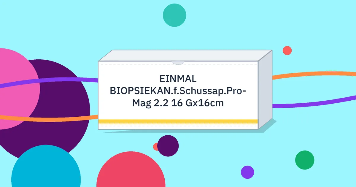 Symbolbild: Packung mit der Aufschrift EINMAL BIOPSIEKAN.f.Schussap.Pro-Mag 2.2 16 Gx16cm (PZN 00282671) – Verfügbarkeit und Bezug in Apotheken in Frankfurt am Main