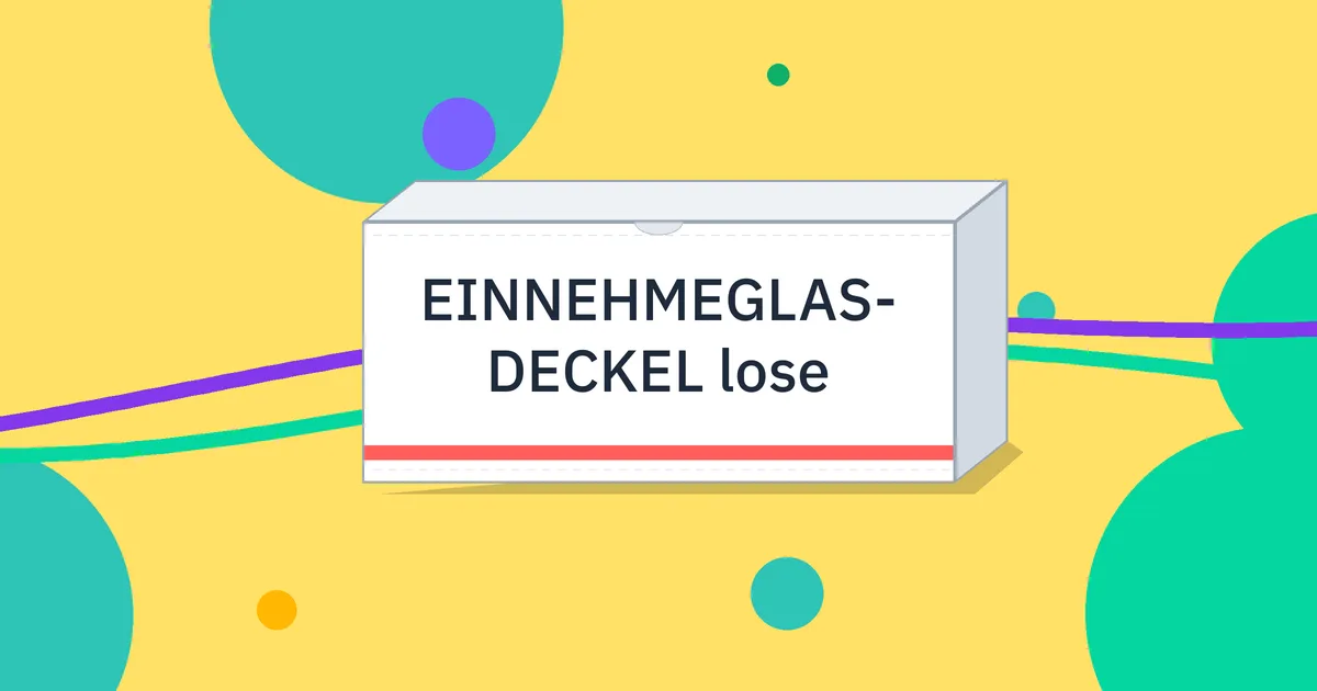 Symbolbild: Packung mit der Aufschrift EINNEHMEGLAS-DECKEL lose (PZN 02771144) – Verfügbarkeit und Bezug in Apotheken in Frankfurt am Main