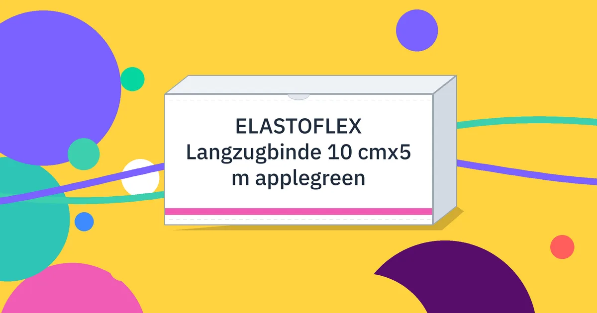 Symbolbild: Packung mit der Aufschrift ELASTOFLEX Langzugbinde 10 cmx5 m applegreen (PZN 17175399) – Verfügbarkeit und Bezug in Apotheken in Frankfurt am Main