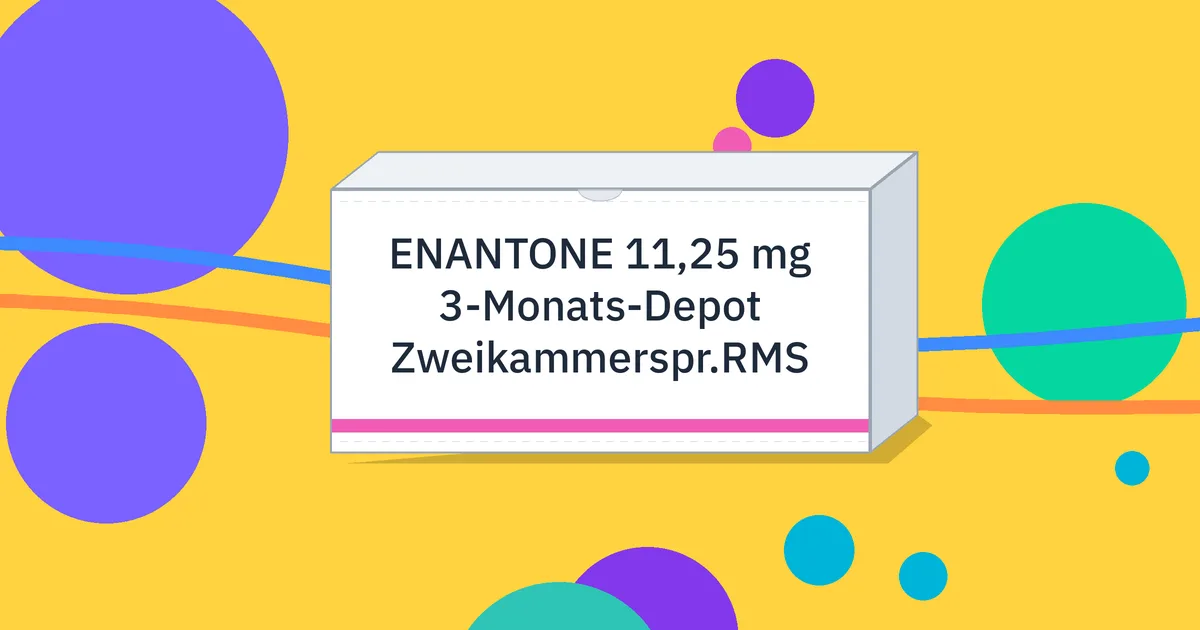 Symbolbild: Packung mit der Aufschrift ENANTONE 11,25 mg 3-Monats-Depot Zweikammerspr.RMS (PZN 12345454) – Verfügbarkeit und Bezug in Apotheken in Frankfurt am Main